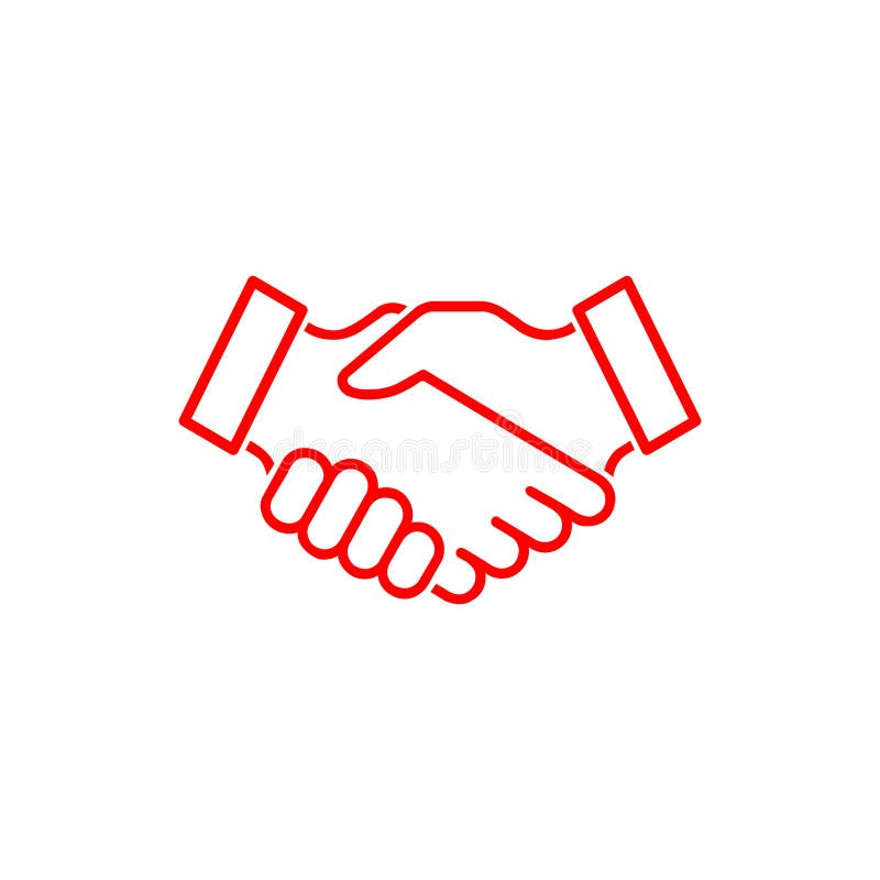 Red Shake Hand Line Art Icon. Simple Outline Style for Web and App ...