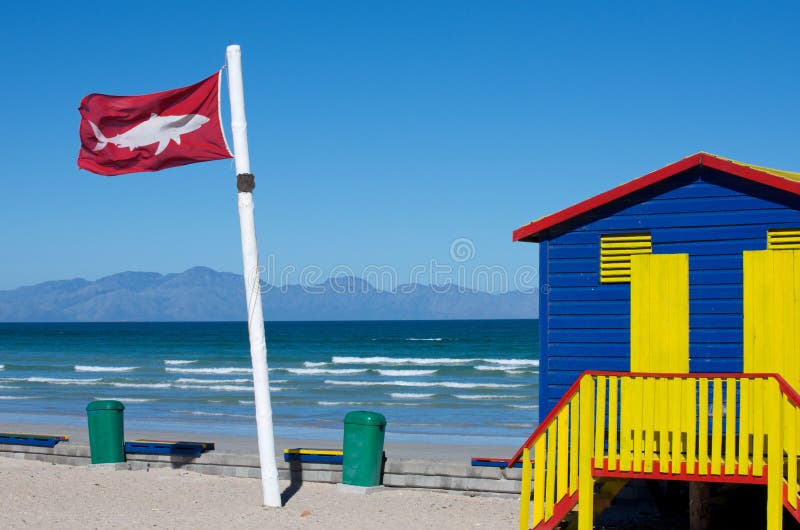 Red shark warning flag stock image. Image of south, muizenberg - 29939765