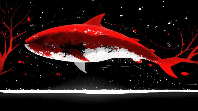 Red Shark, Winter Flight stock illustration. Illustration of fish ...