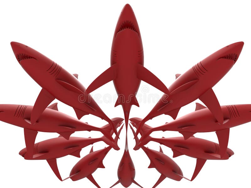 Red Sharks Circular Pattern Stock Illustration - Illustration of ...