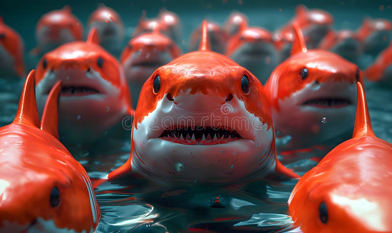 Red Sharks Underwater stock vector. Illustration of underwater - 328895363