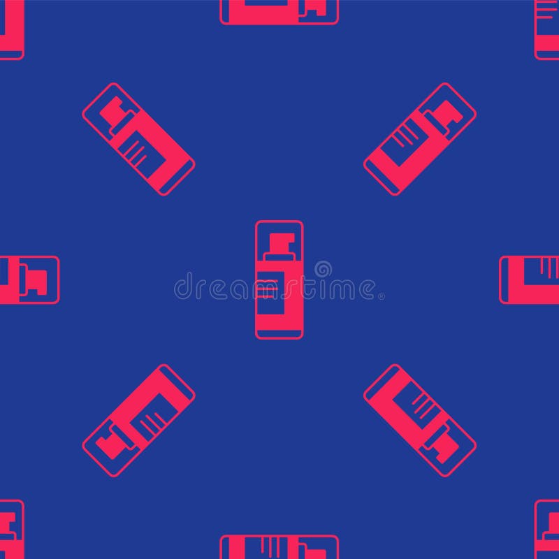 Red Shaving Gel Foam Icon Isolated Seamless Pattern on Blue Background ...