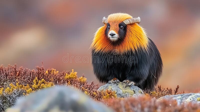 Red Sheep Autumn Mountain Wildlife Portrait Stock Photo - Image of ...