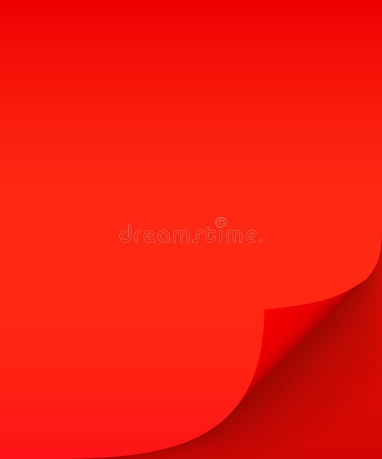 Red Sheet of Paper with Curled Corner and Soft Shadow, Template for ...