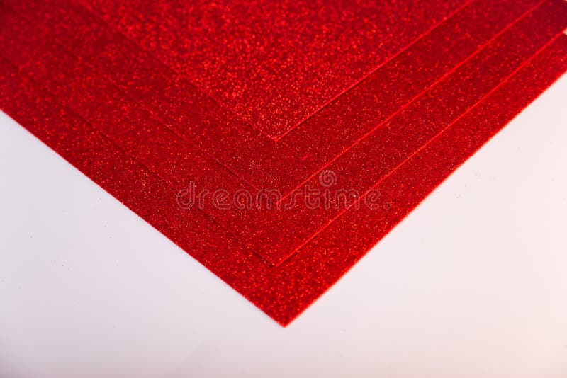 Red Sheets of Cardboard with Sparkles on a White Background Stock Photo ...