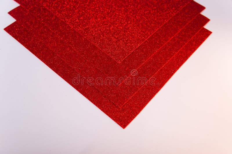 Red Sheets of Cardboard with Sparkles on a White Background Stock Image ...