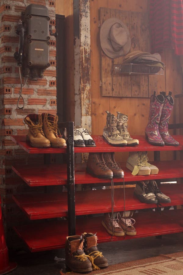A Red Shelf of Shoes in Store Stock Image - Image of empty, shoemaker ...