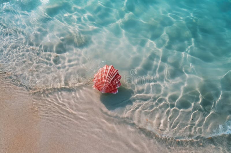 A Red Shell Floating Underwater in Tropical Ocean Stock Illustration ...