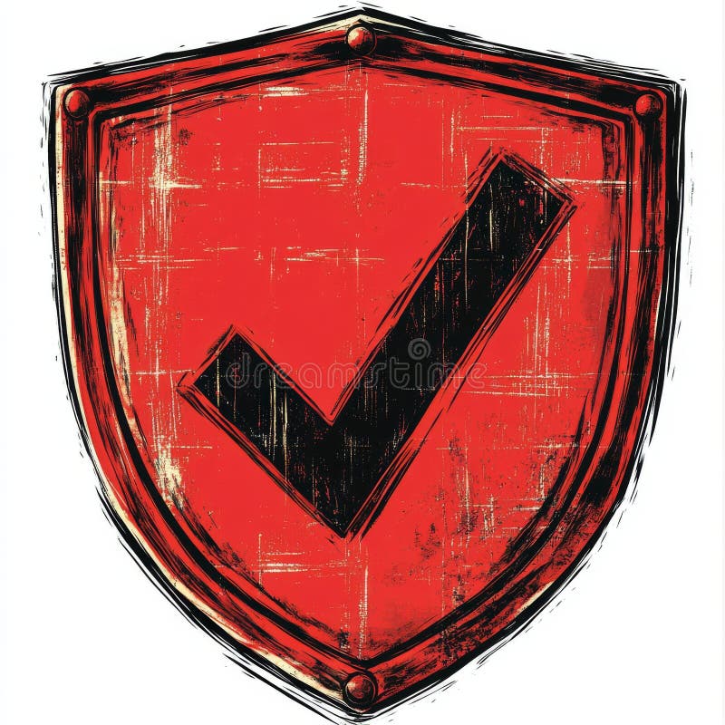 Security and Protection are Symbolized by a Check Mark on a Red Shield Stock Photo - Image of ...