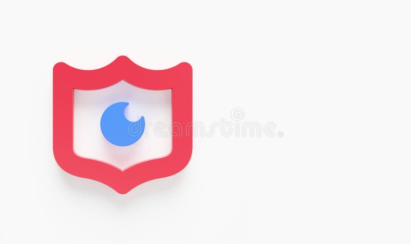 Red Shield and Blue Eye Symbol in 3D Rendering Isolated on White ...