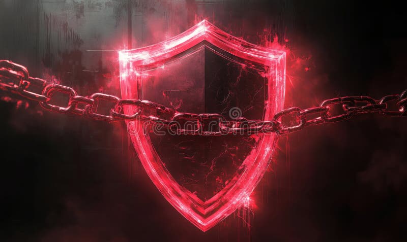 Glowing Shield Dark Background Symbol Protection Security Fantasy Stock ...