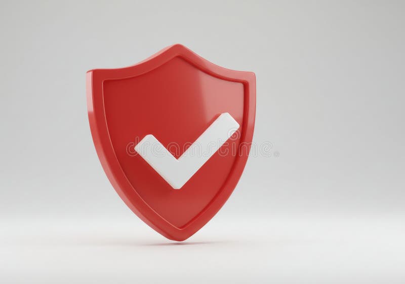 Red Shield with Check Mark Confirming Safety and Protection Stock ...