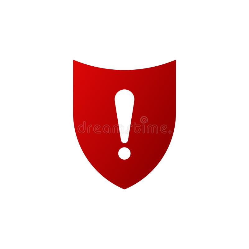Red Shield with Exclamation Point Stock Vector - Illustration of ...