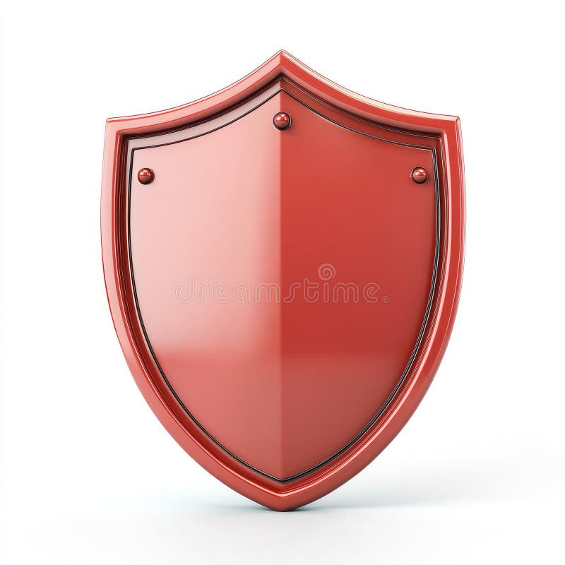 Red Metallic Shield: Protection and Security Concept Stock Illustration ...