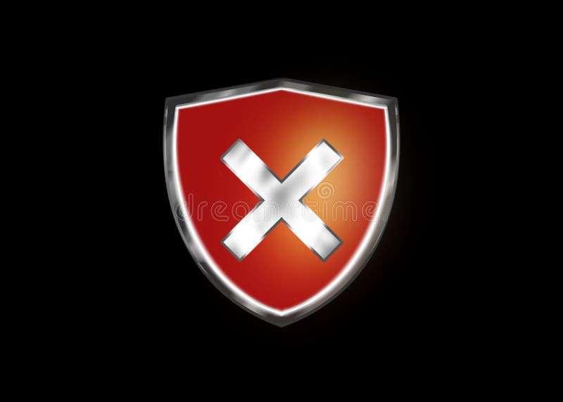 Red shield icon with cross stock illustration. Illustration of cartoon ...