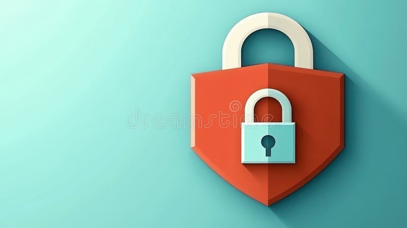 Red Shield with Lock, Symbolizing Security, Protection, and Safety of ...