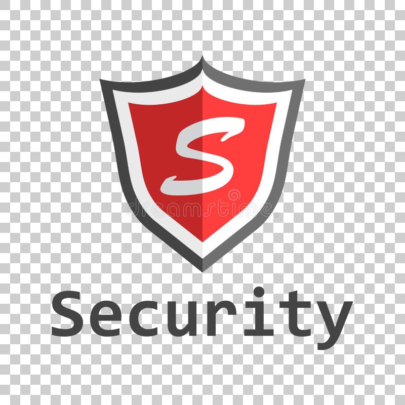 Red Shield Logo. Vector Illustration in Flat Style with Word Sec Stock ...