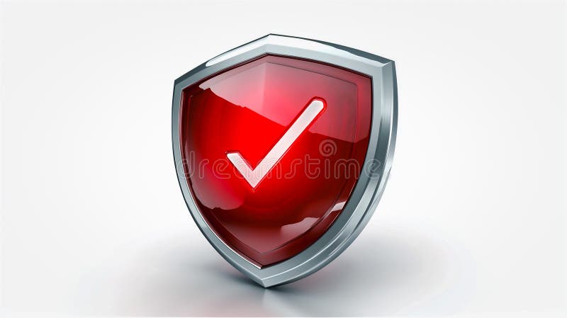 Red Shield with Metallic Border on White Background. Generative AI ...