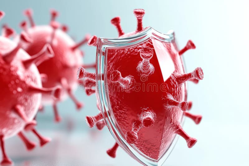 Red Shield Protecting from Virus Attack, Immune System Fighting Against ...