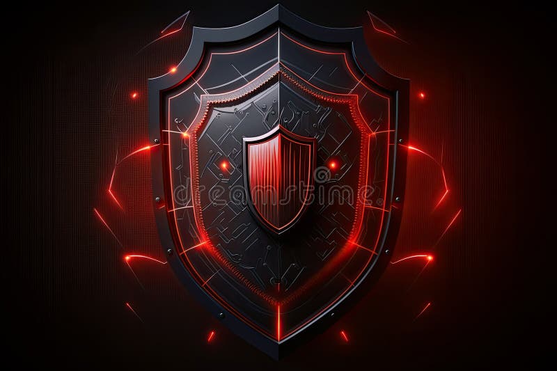 Red Shield for Protection. Cybersecurity Online on Internet and Data ...
