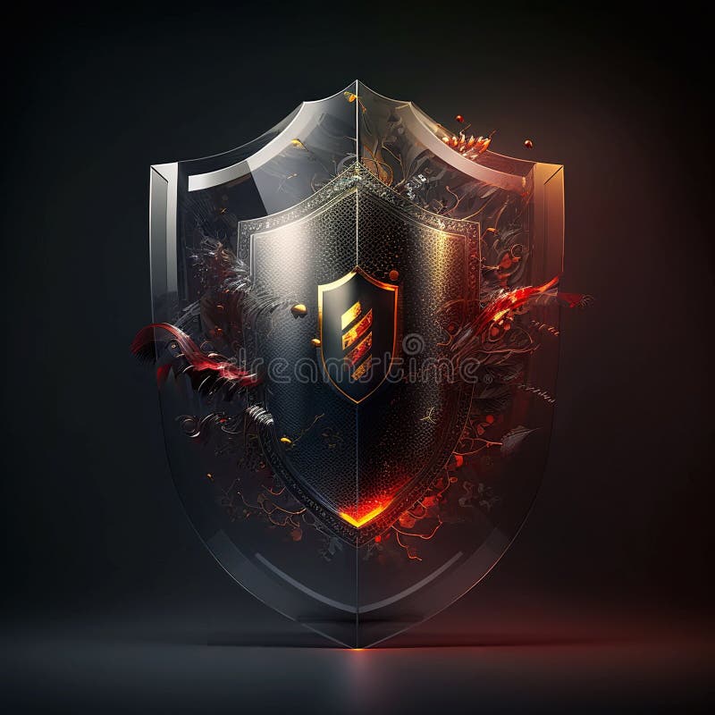 Red Shield for Protection. Cybersecurity Online on Internet and Data ...