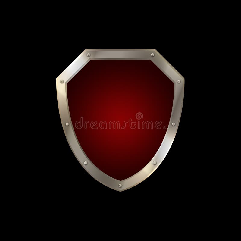 Red Shield with Chrome Riveted Border and Silver Ribbon. Stock ...