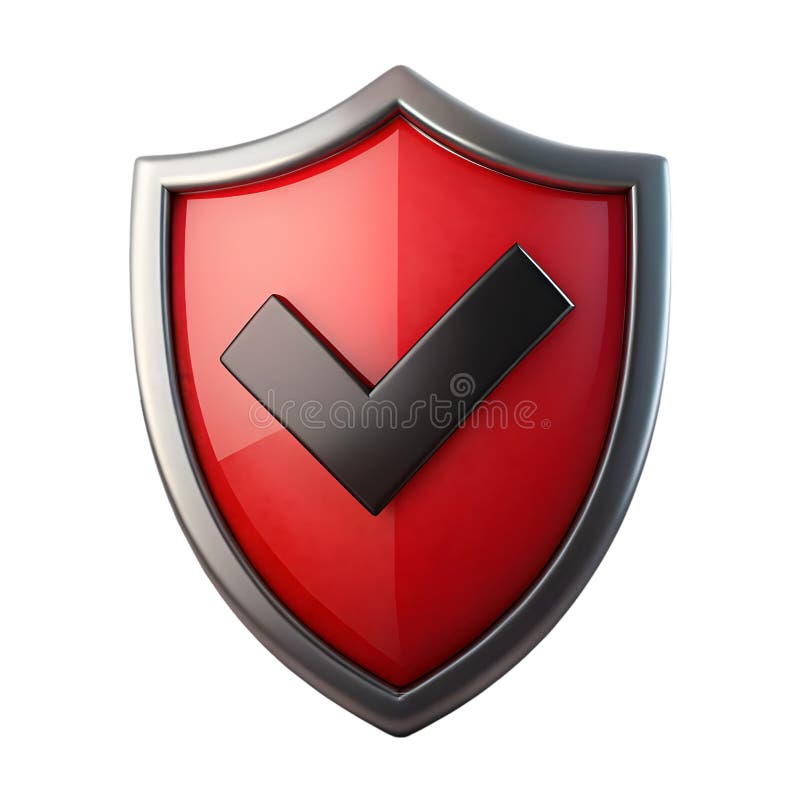 Red Shield with Silver Trim and Black Check Symbolifying Security and ...