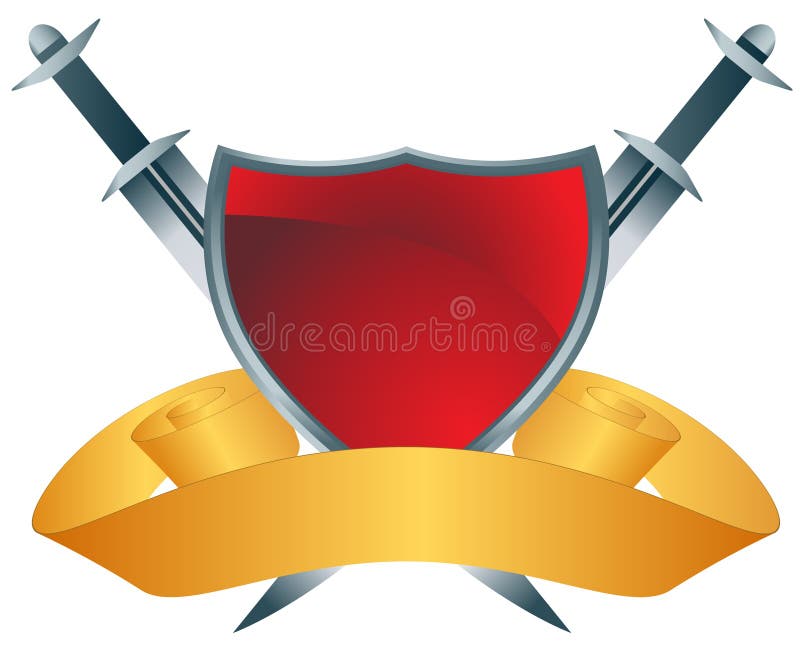 Red Shield with Swords stock vector. Illustration of space - 9990564