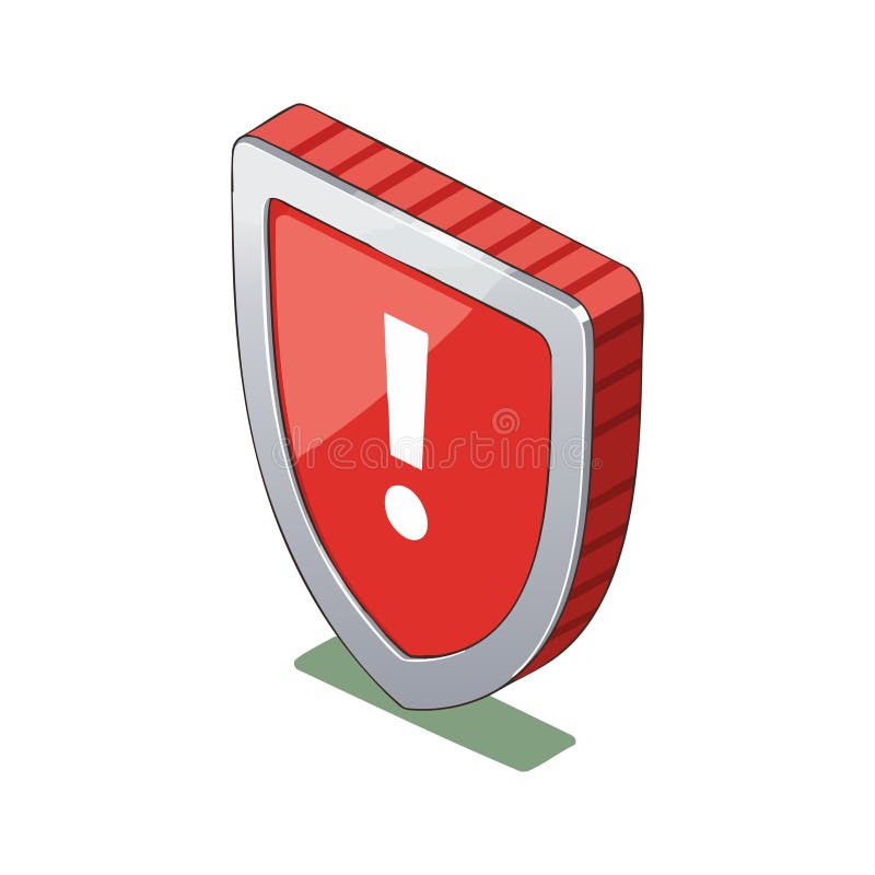 Red Shield with White Exclamation Mark Symbol Representing Alert ...