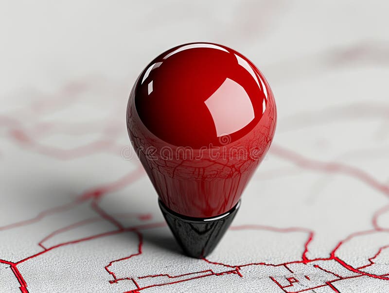 A Red Shift Knob on Top of a Map Stock Image - Image of material ...
