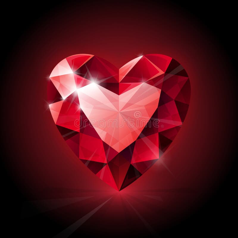 Shiny Red Ruby Heart on White Background Seamless Stock Vector ...