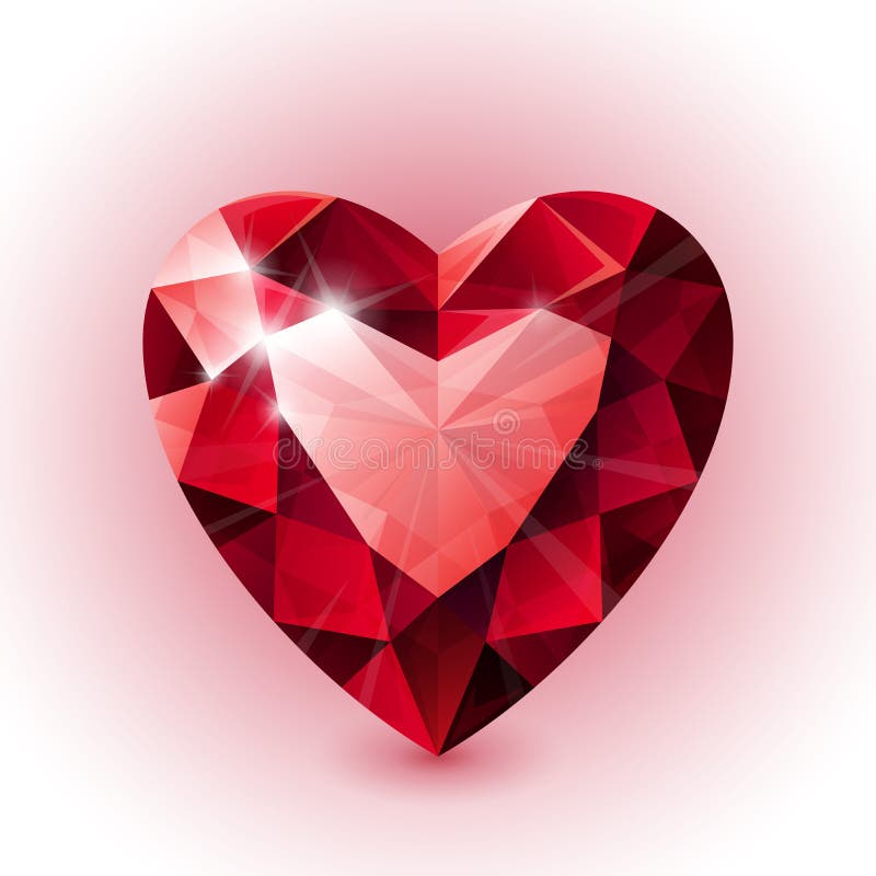 Red Shining Ruby Heart Shape on White Background Stock Vector ...