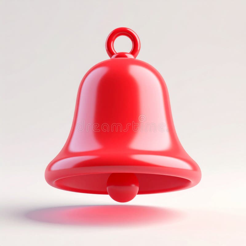Red Shiny Bell 3D Render on White Background Stock Illustration ...