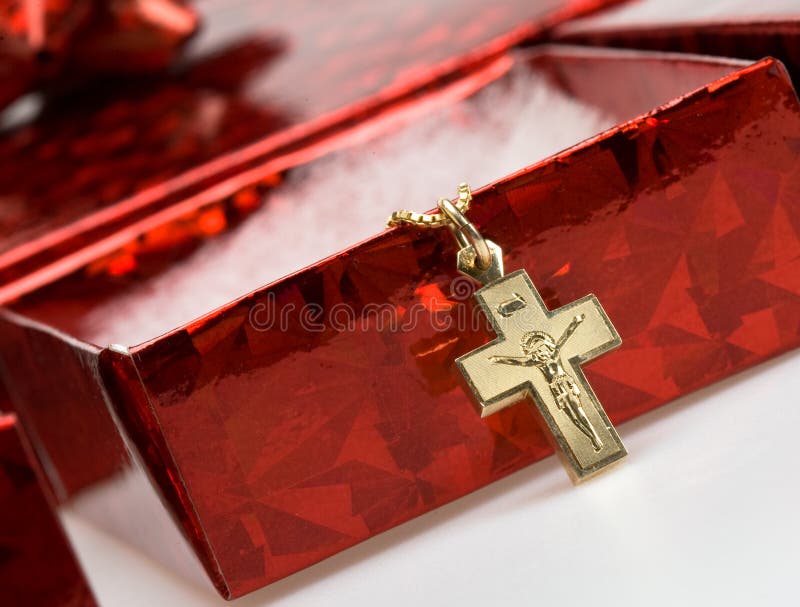 Red Shiny Box with Cross on Chain Stock Photo - Image of shiny ...