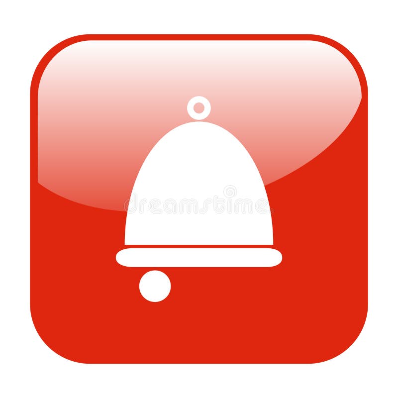 Red Shiny Button: Bell Symbol for Notification or Alarm Stock ...