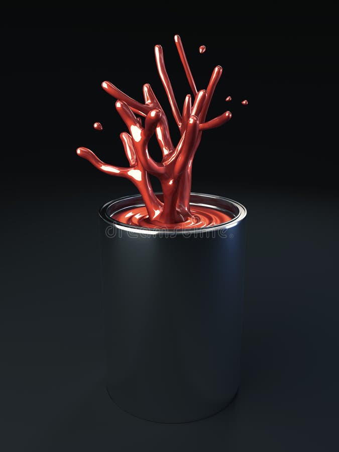 RED Shiny Car Paint Splash on Dark Background 3d Illustration Stock ...
