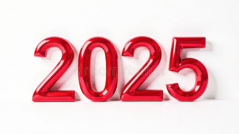 Red Shiny 3d 2025 Numbers on White Background Stock Illustration ...