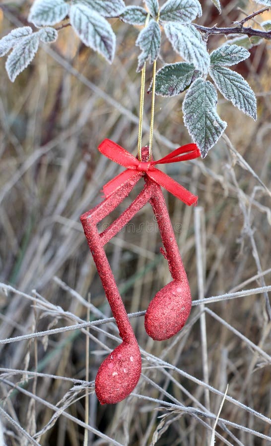Red Shiny Decorative Christmas Music Notes Stock Photo - Image of ...
