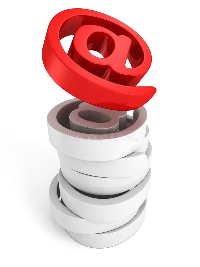Red Shiny at E-mail Symbol on White Stock Illustration - Illustration ...