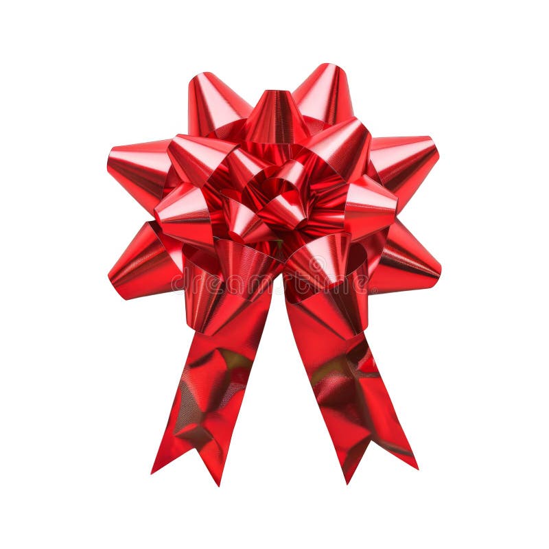 Red Shiny Gift Bow with Tails Stock Image - Illustration of isolated ...