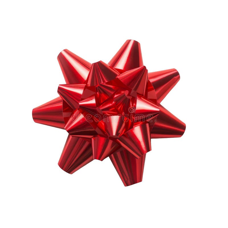 A Red Shiny Gift Bow on White Background Stock Photo - Illustration of ...