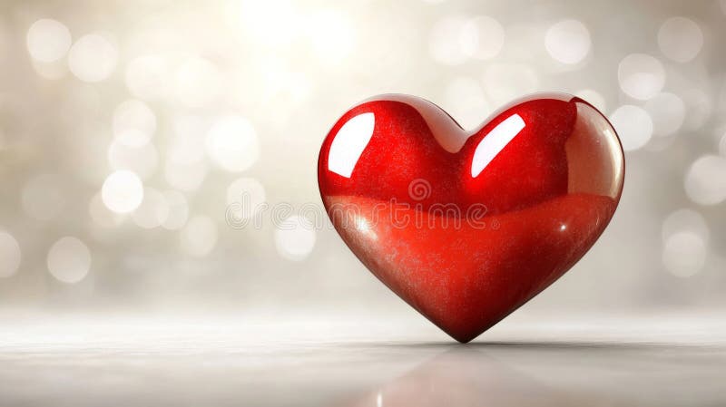 Red Shiny Heart with Glitter on Soft Background Stock Illustration ...