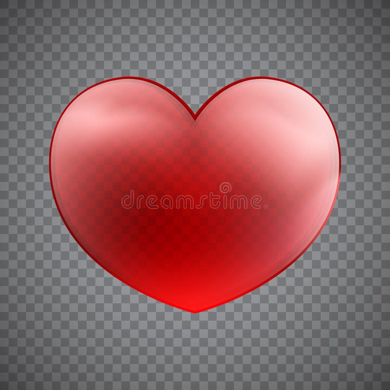 Red Shiny Heart with Transparency Effect Stock Vector - Illustration of ...