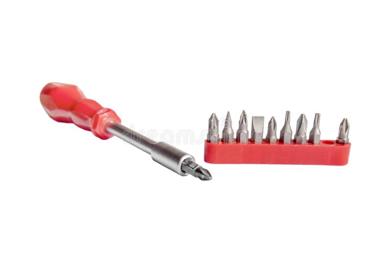 Red Shiny Metal and Plastic Tool Screwdriver with Removable Head Stock ...