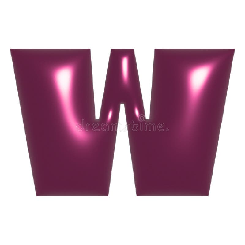 Red Metal Shiny Reflective Letter W 3D Illustration Stock Illustration ...