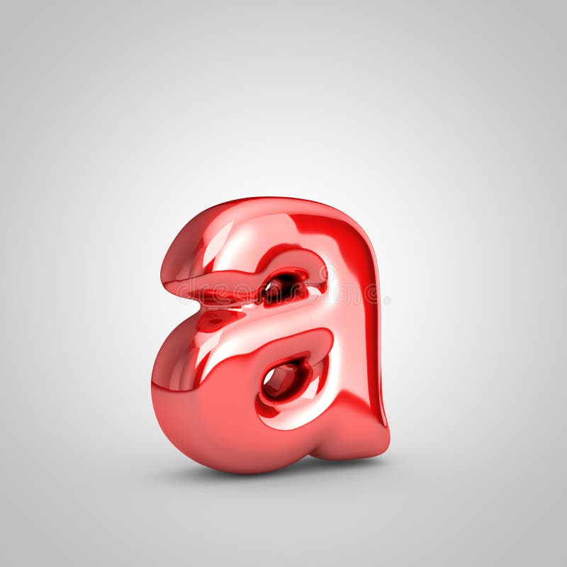 Red Shiny Metallic Balloon Letter a Lowercase Isolated on White ...