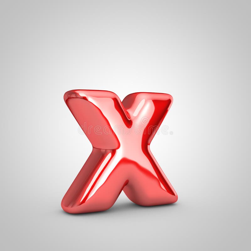 Red Shiny Metallic Balloon Letter X Lowercase Isolated on White ...