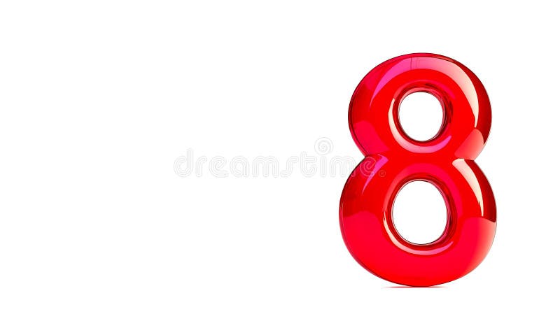 A Red Number Eight on a White Surface Stock Illustration - Illustration ...
