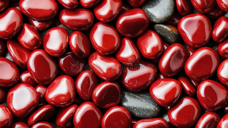 Red Shiny Pebbles Flat Surface Texture Backgr Ai Generated Stock ...