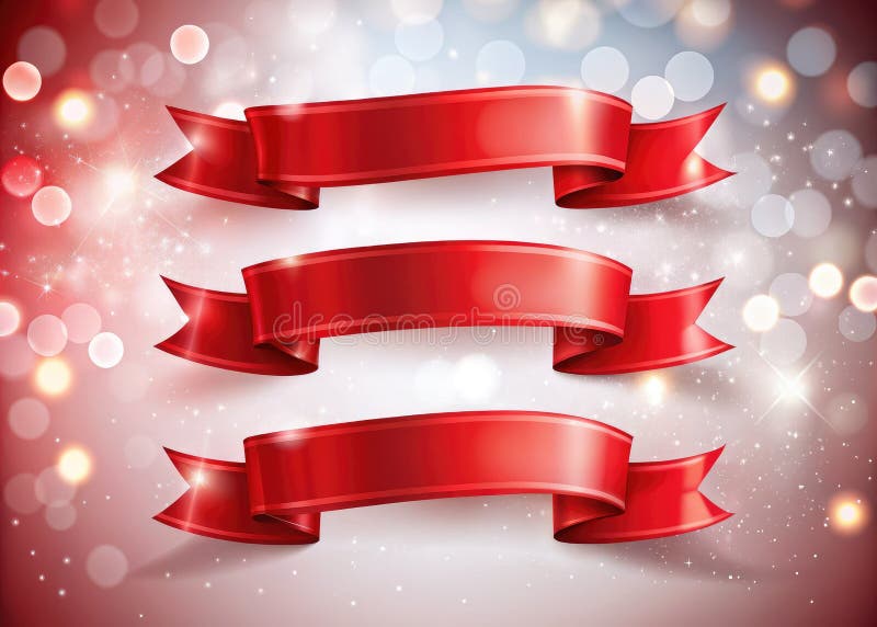 Red Shiny Ribbon Banners with Bokeh Effect: Versatile Vector Graphics ...